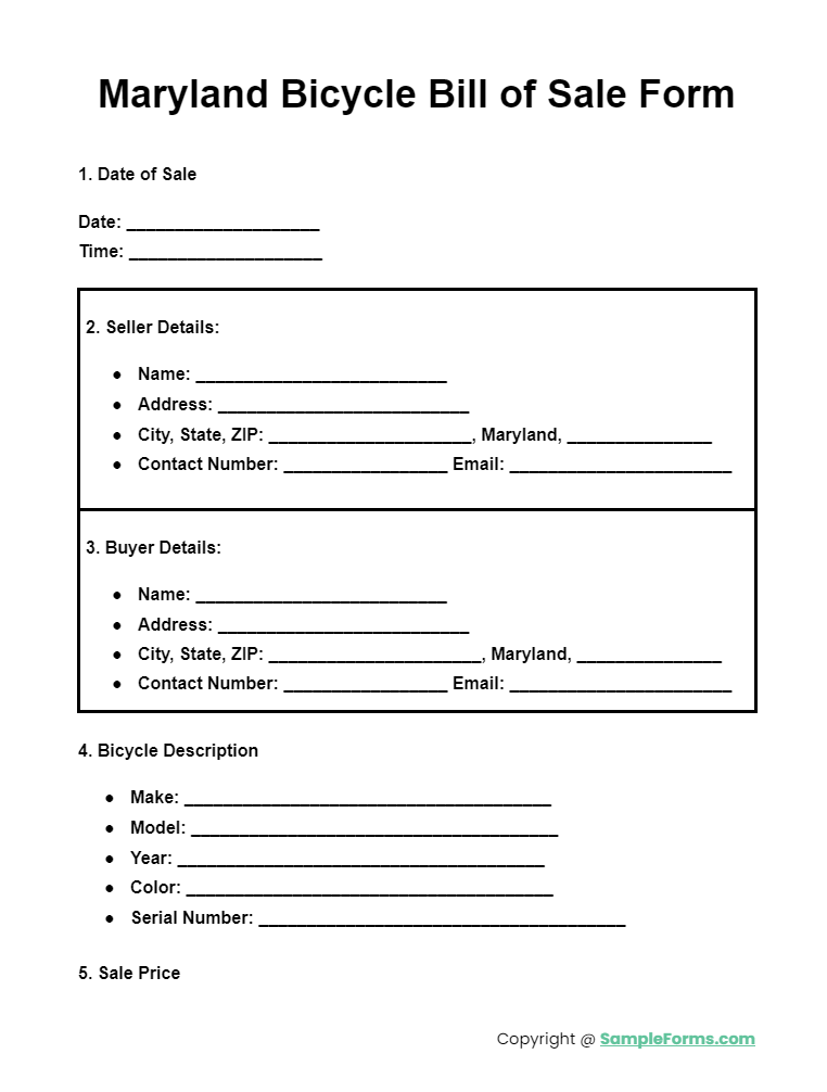 FREE 33+ Maryland Bill of Sale Form, PDF, MS Word, Google Docs