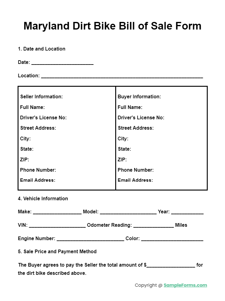 FREE 33+ Maryland Bill of Sale Form, PDF, MS Word, Google Docs