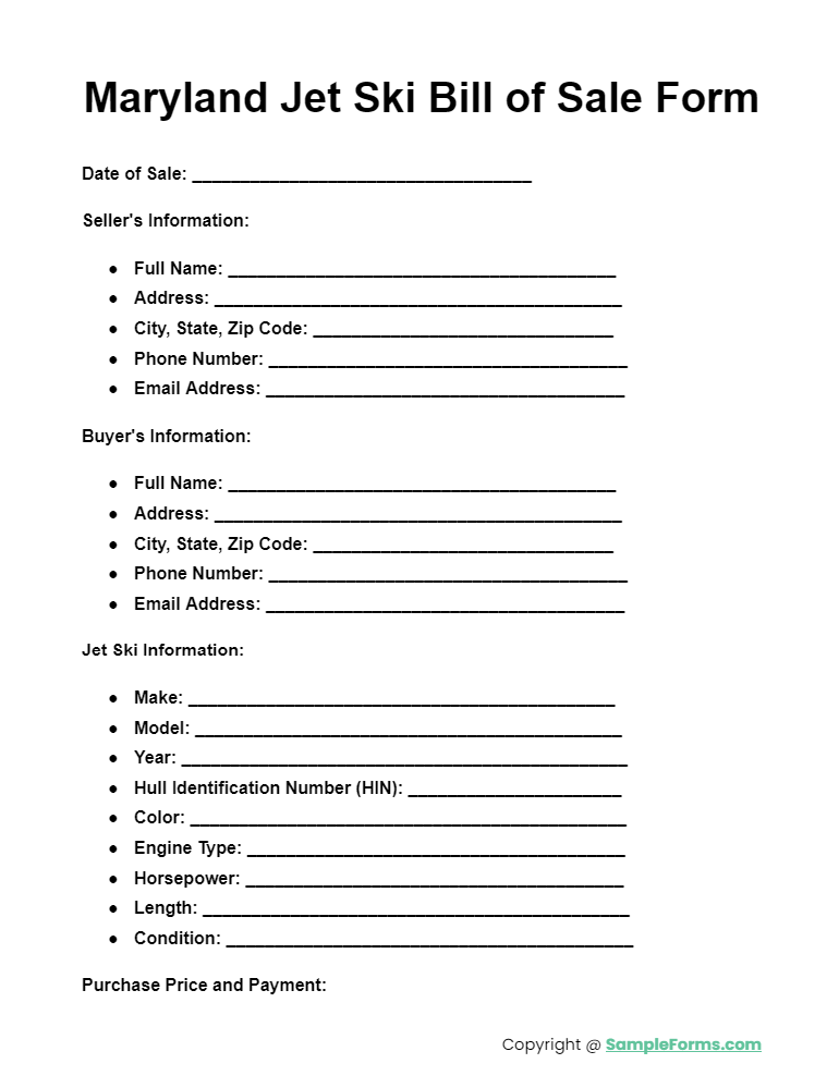FREE 33+ Maryland Bill of Sale Form, PDF, MS Word, Google Docs