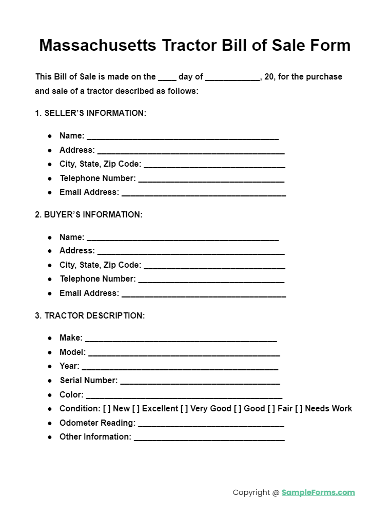 FREE 33+ Massachusetts Bill of Sale Form, PDF, MS Word, Google Docs