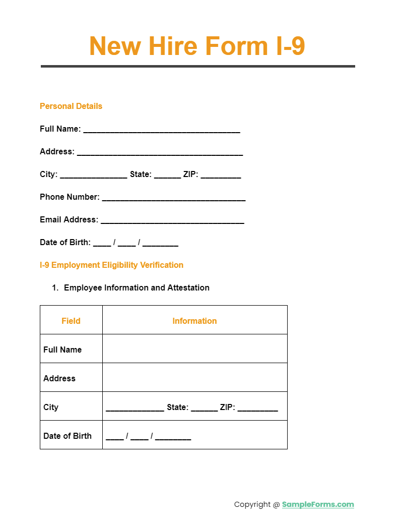 FREE 8+ New Hire Form Samples, PDF, MS Word, Google Docs, Excel
