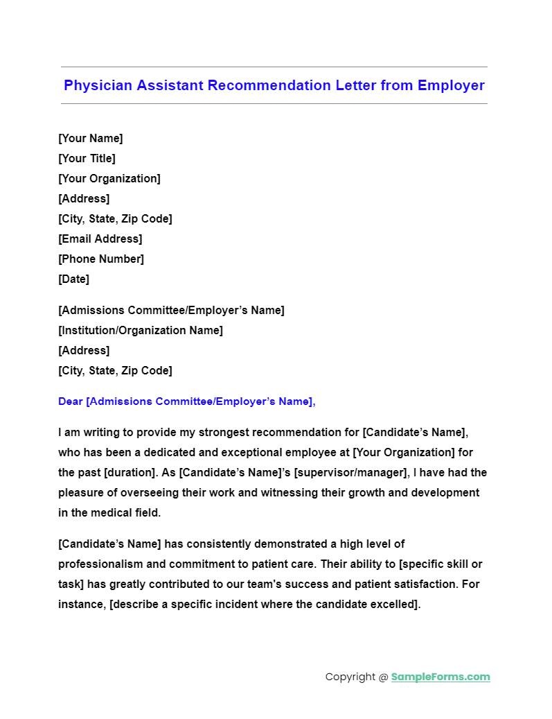 FREE 9+ Physician Assistant Recommendation Letter Samples, PDF, MS Word ...