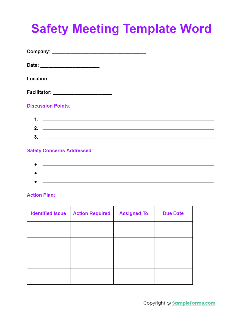FREE 14+ Safety Meeting Form Samples, PDF, MS Word, Google Docs, Excel