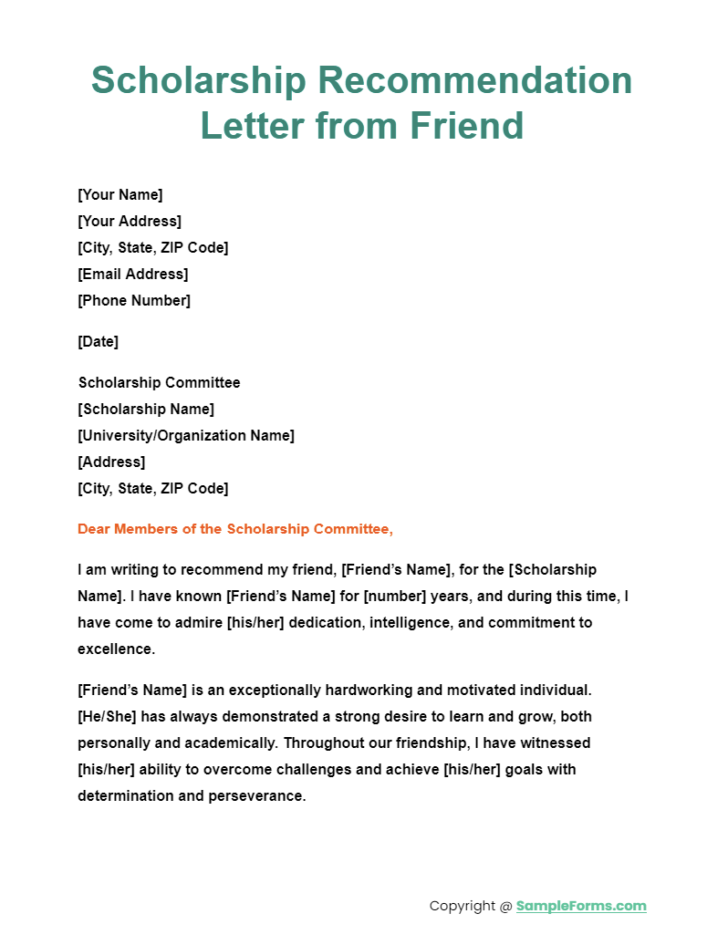 FREE 10+ Scholarship Letter of Recommendation in PDF