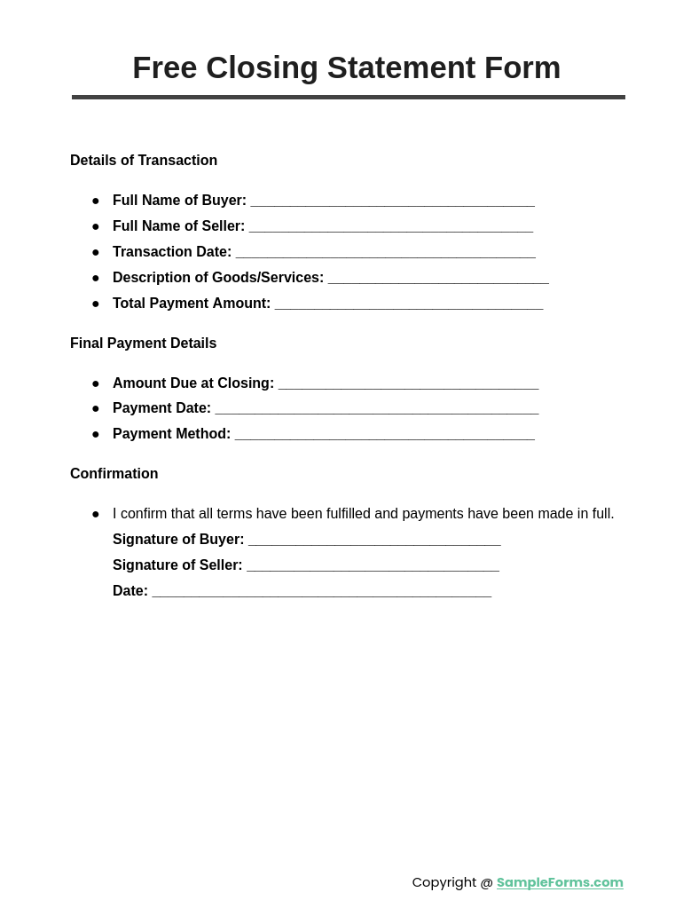 FREE 14+ Closing Statement Forms in PDF | MS Word