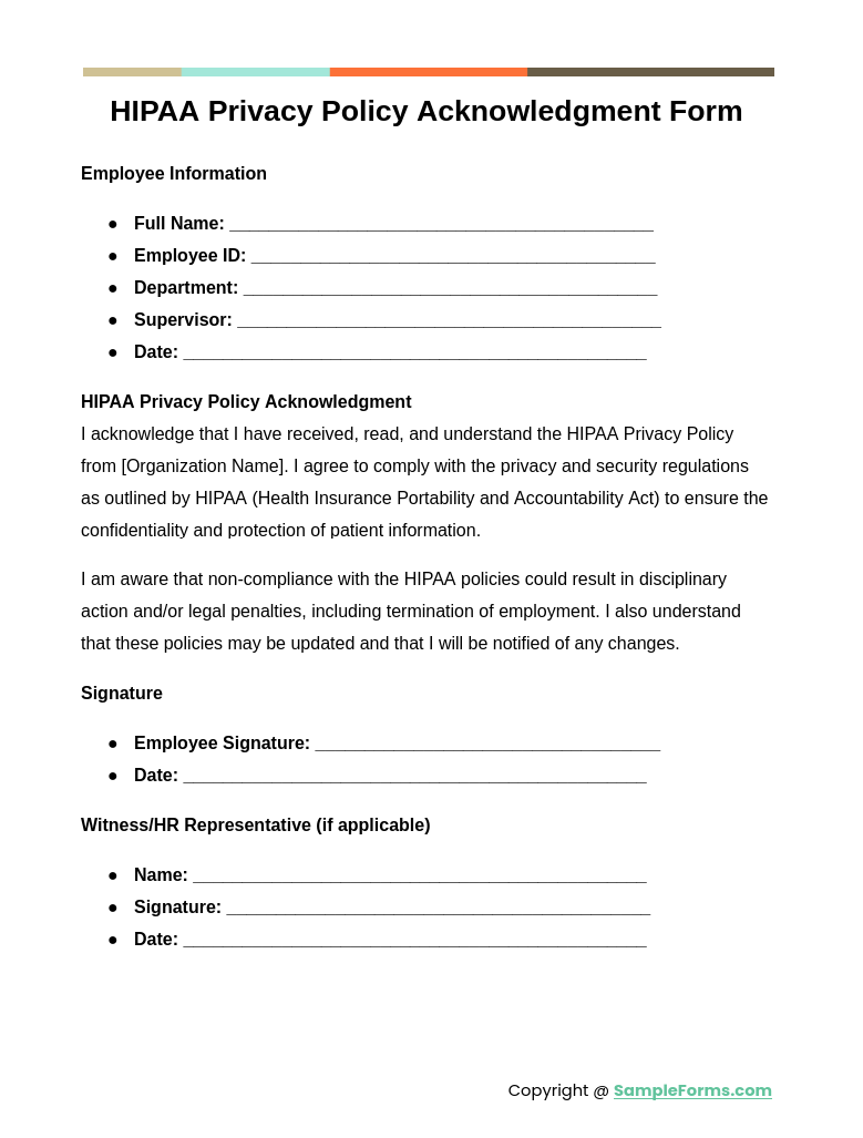 FREE 29+ Policy Acknowledgment Form Samples, PDF, MS Word, Google Docs