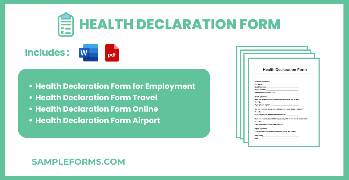 FREE 13+ Health Declaration Form Samples, PDF, MS Word, Google Docs, Excel