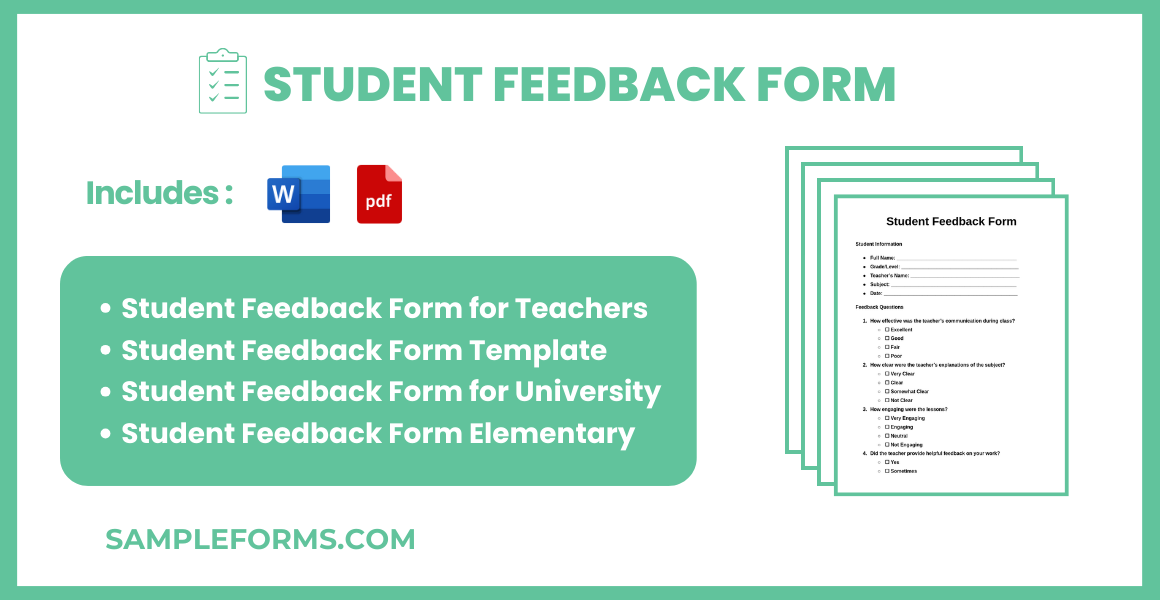 FREE 23+ Student Feedback Form Samples, PDF, MS Word, Google Docs