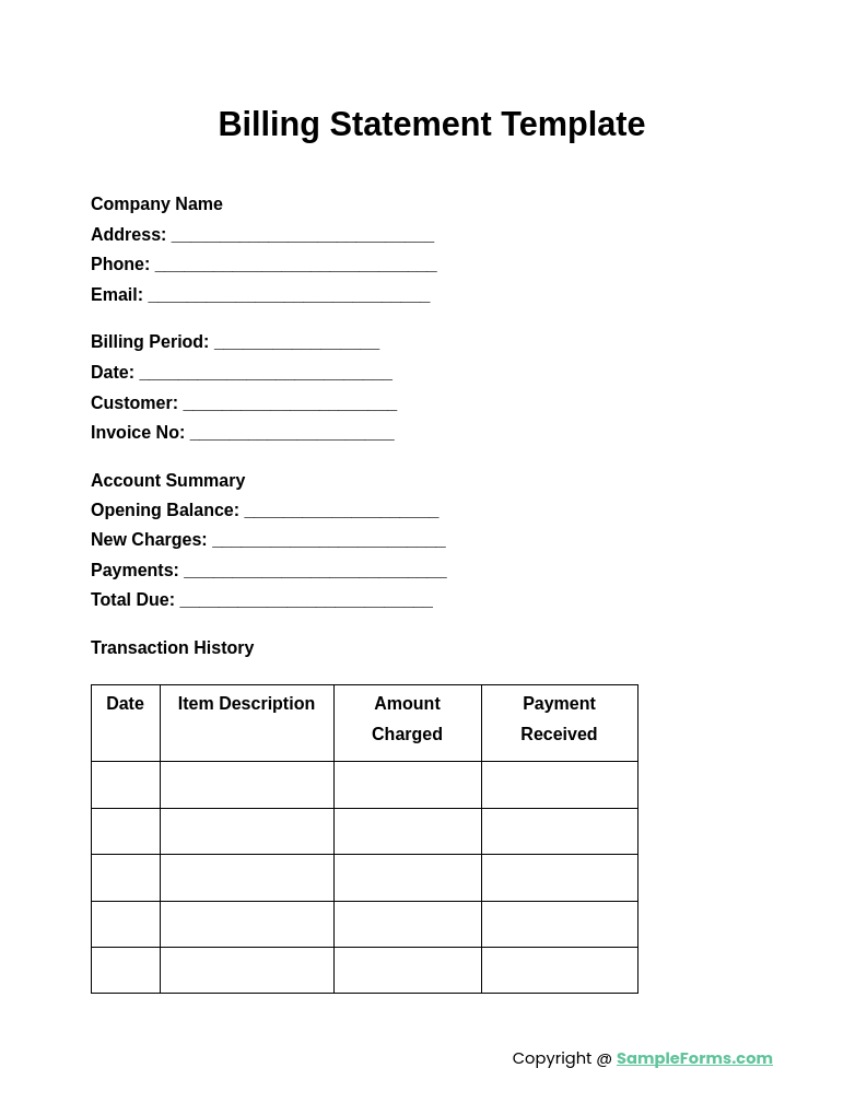 FREE 18+ Billing Statement Form Samples, PDF, MS Word, Google Docs