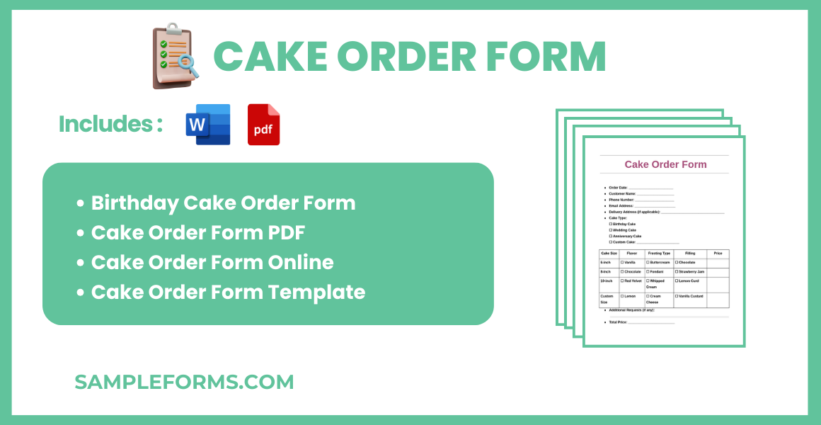 FREE 14+ Cake Order Form Samples, PDF, MS Word, Google Docs, Excel