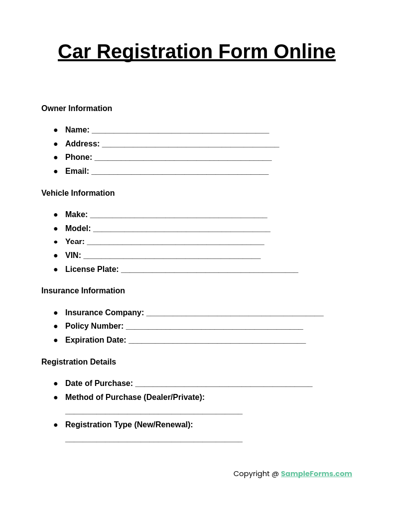 FREE 14+ Car Registration Form Samples, PDF, MS Word, Google Docs