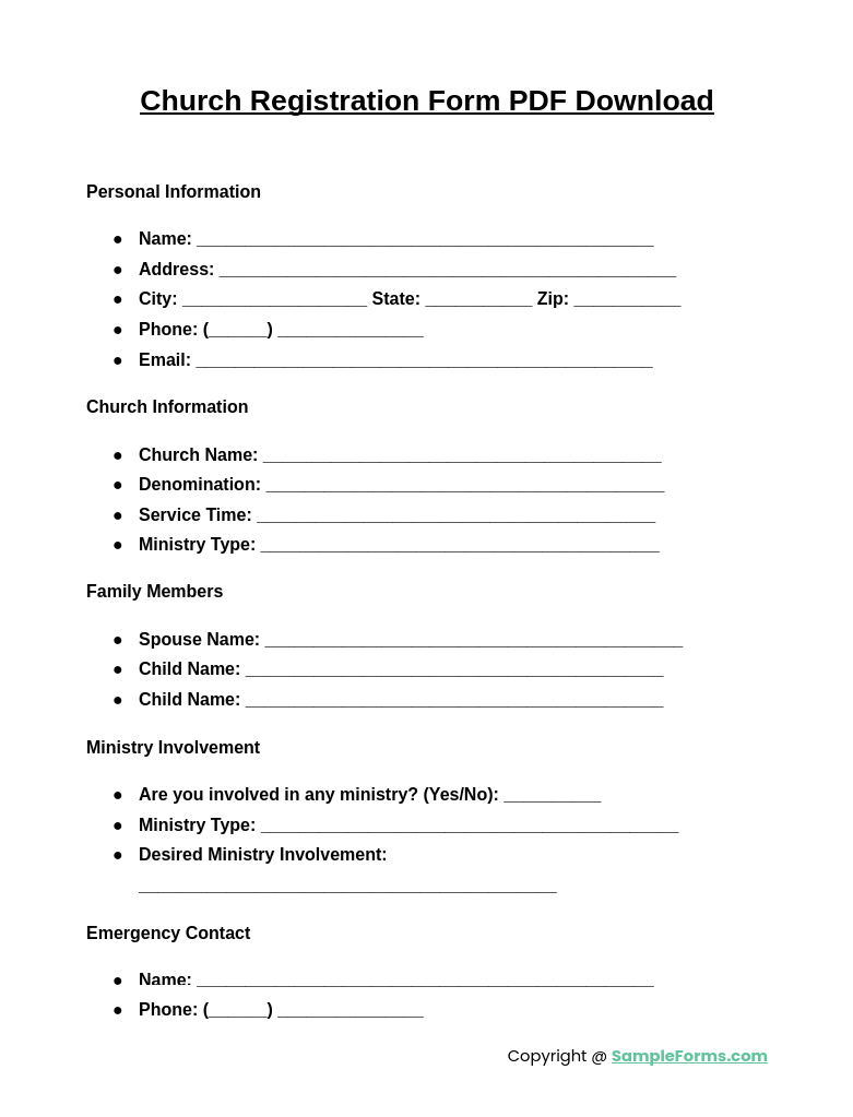 FREE 15+ Church Registration Form Samples, PDF, MS Word, Google Docs