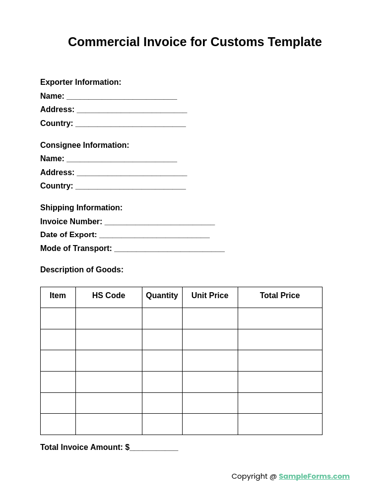 FREE 11+ Commercial Invoice Form Samples, PDF, MS Word, Google Docs