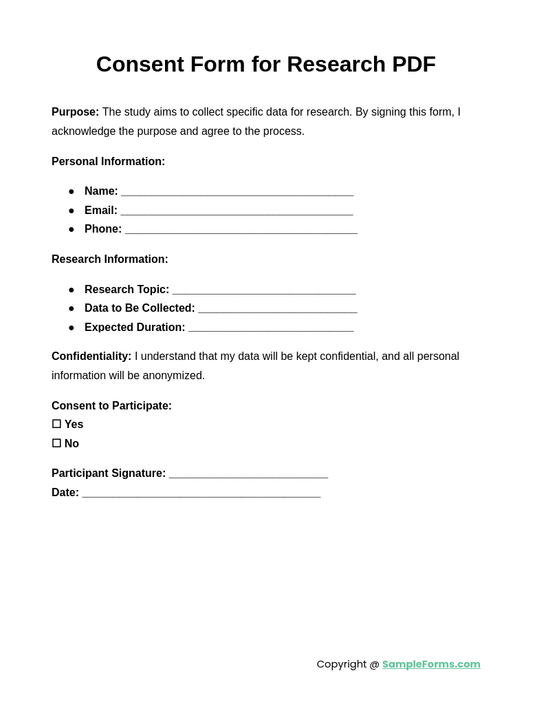 FREE 12+ Research Consent Form Samples, PDF, MS Word, Google Docs