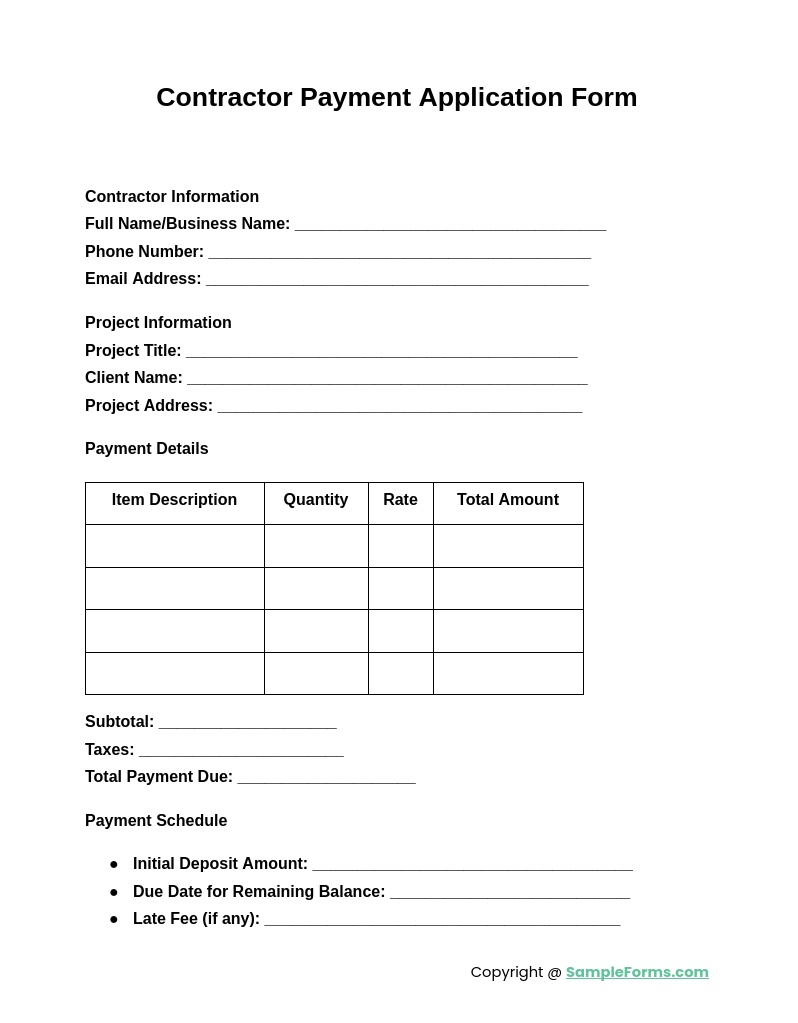 FREE 14+ Contractor Application Form Samples, PDF, MS Word, Google Docs ...
