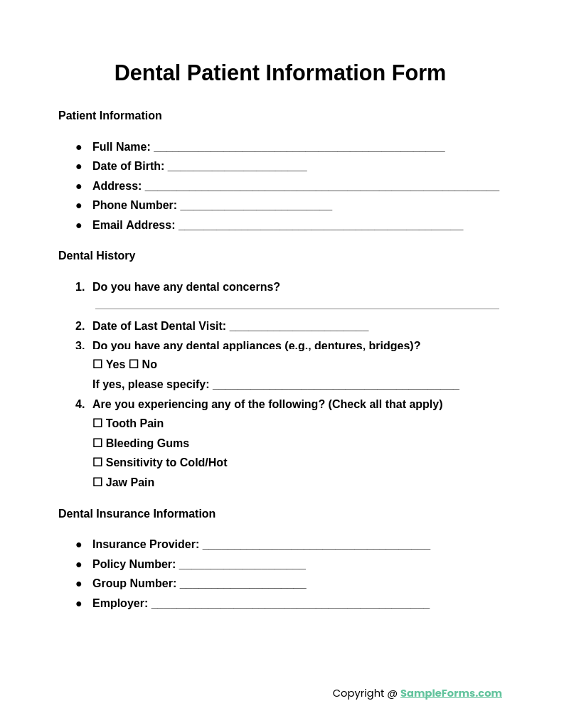 FREE 14+ Patient Information Form Samples, PDF, MS Word, Google Docs