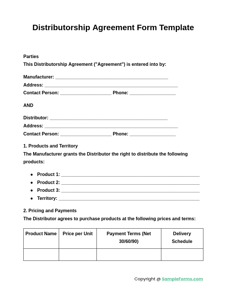 FREE 13+ Distributorship Agreement Contract Form Samples, PDF, MS Word ...