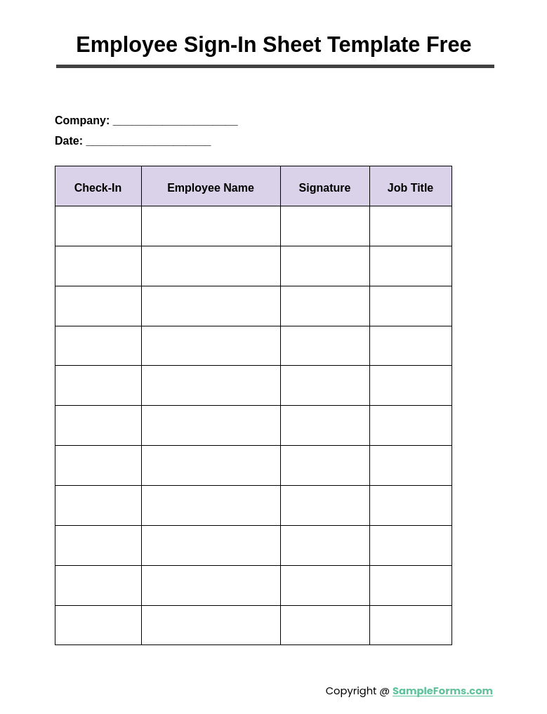 FREE 15+ Employee Sign-In Sheet Samples, PDF, MS Word, Google Docs, Excel