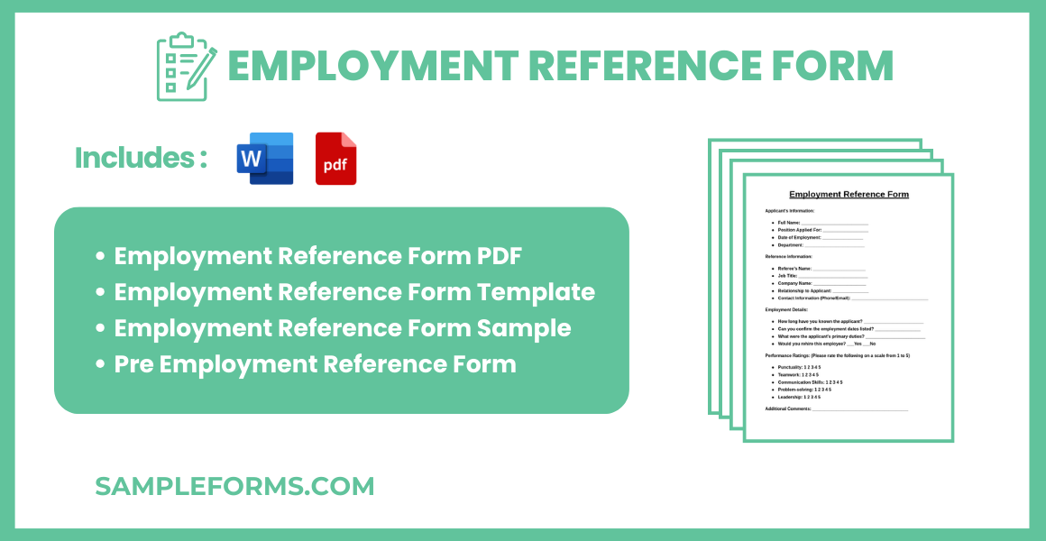 FREE 10+ Employment Reference Form Samples, PDF, MS Word, Google Docs