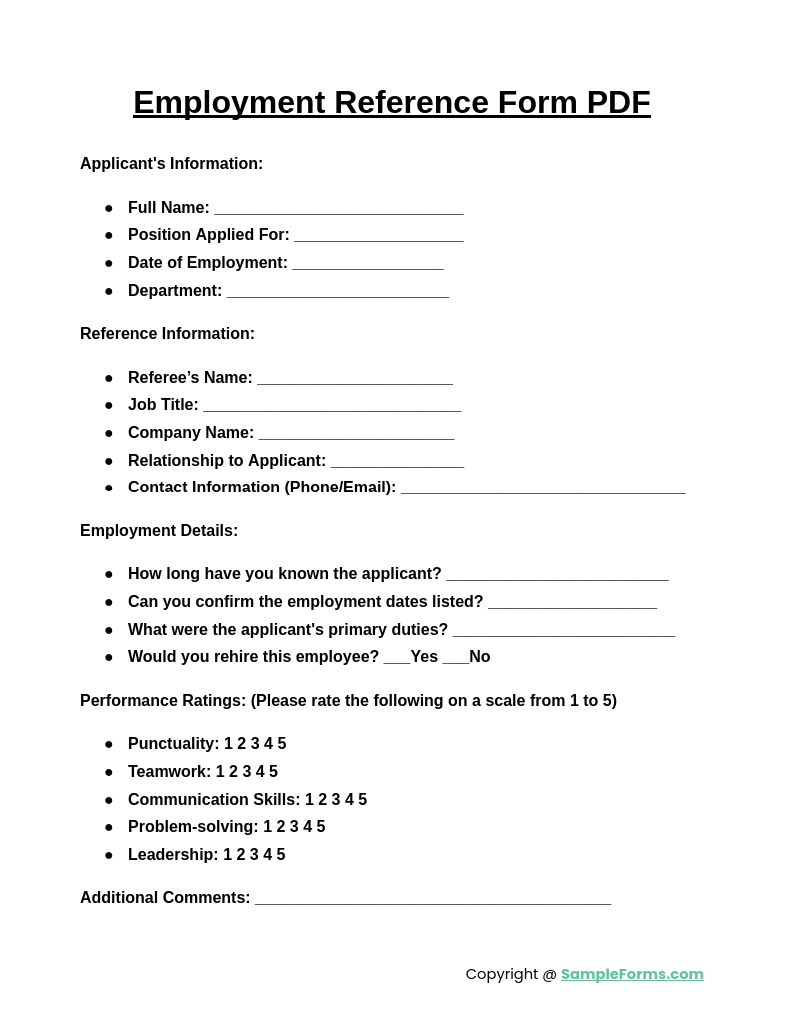 FREE 10+ Employment Reference Form Samples, PDF, MS Word, Google Docs