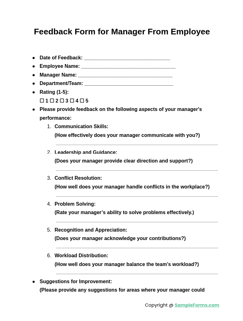 FREE 9+ Manager Feedback Form Samples, PDF, MS Word, Google Docs