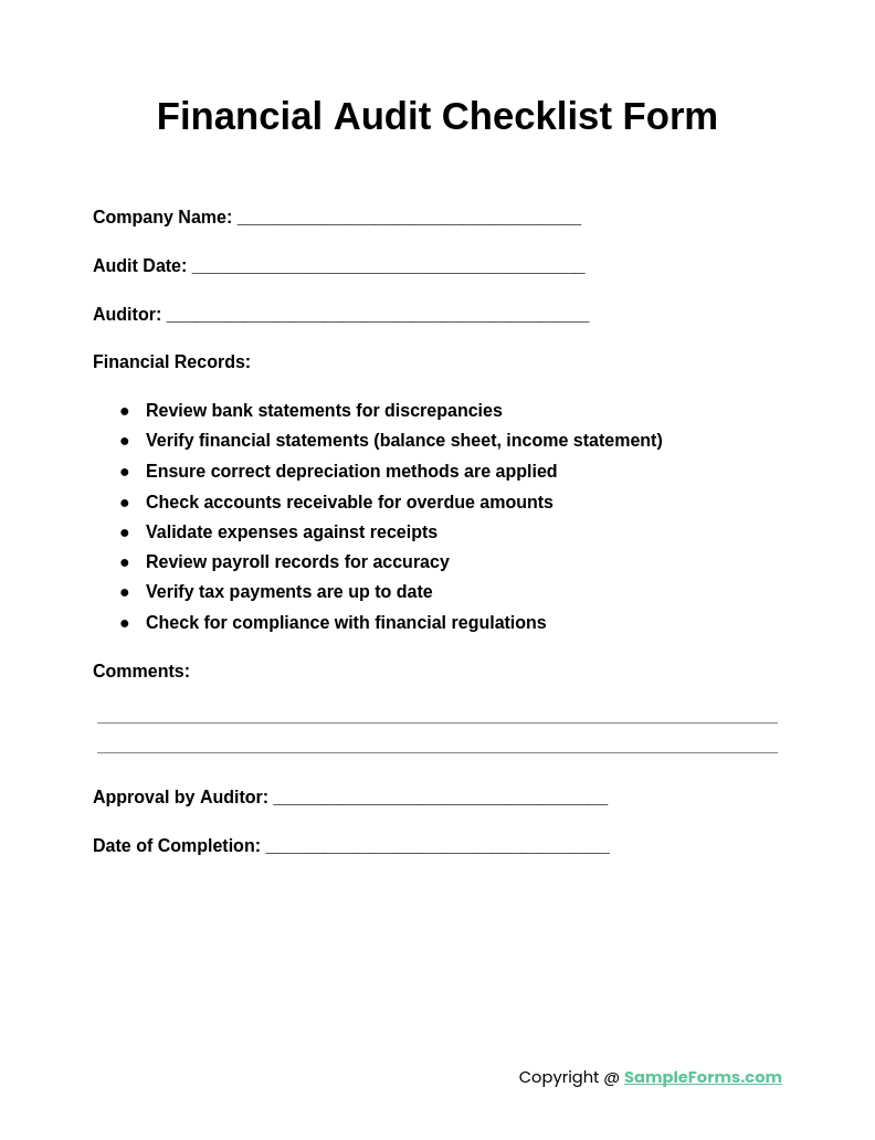 FREE 11+ Audit Checklist Form Samples, PDF, MS Word, Google Docs
