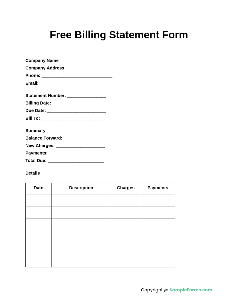 FREE 18+ Billing Statement Form Samples, PDF, MS Word, Google Docs