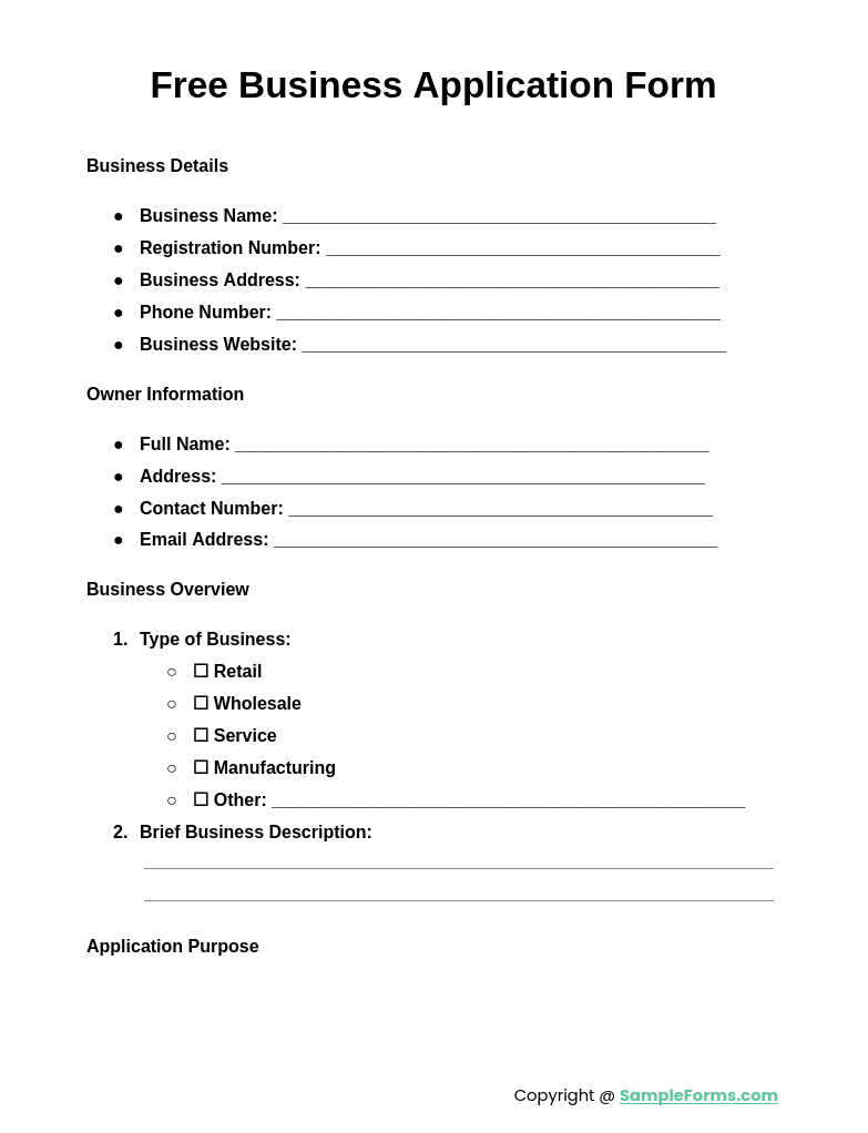 FREE 13+ Business Application Form Samples, PDF, MS Word, Google Docs