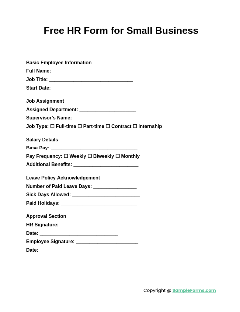FREE 44+ HR Form Samples, PDF, MS Word, Google Docs