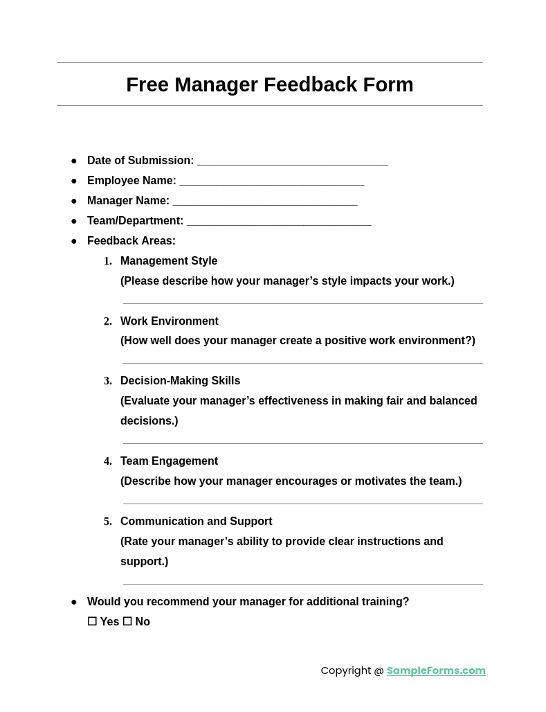 FREE 9+ Manager Feedback Form Samples, PDF, MS Word, Google Docs