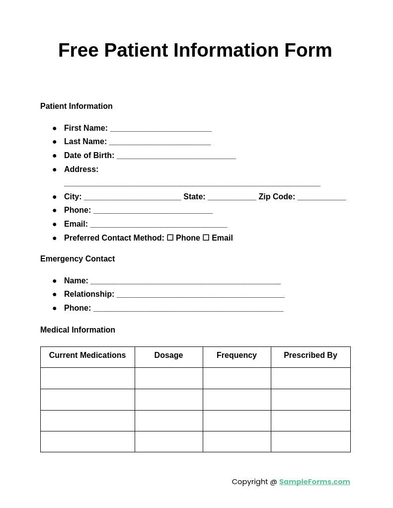 FREE 14+ Patient Information Form Samples, PDF, MS Word, Google Docs