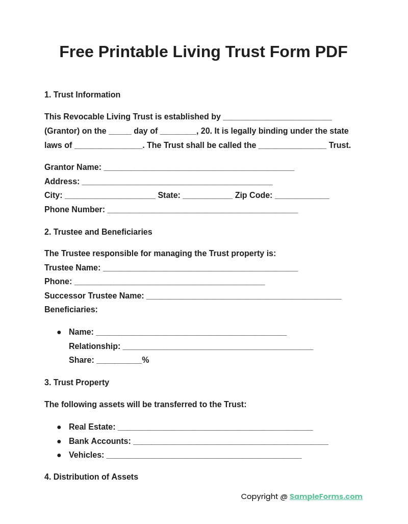 FREE 11+ Living Trust Form Samples, PDF, MS Word, Google Docs