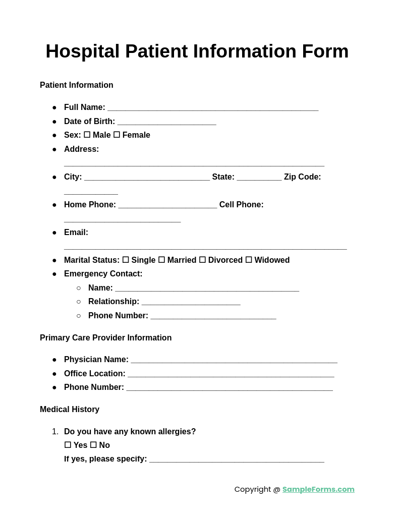 FREE 14+ Patient Information Form Samples, PDF, MS Word, Google Docs