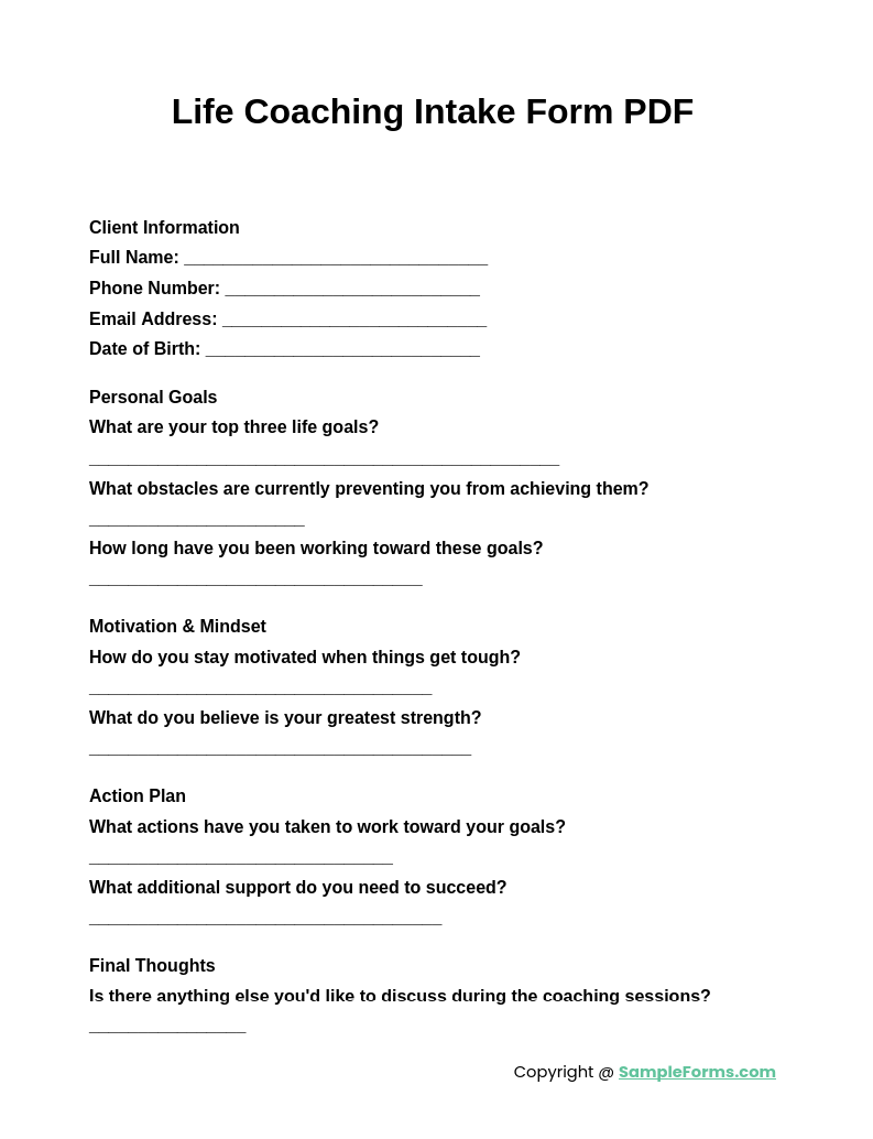 FREE 14+ Coaching Intake Form Samples, PDF, MS Word, Google Docs