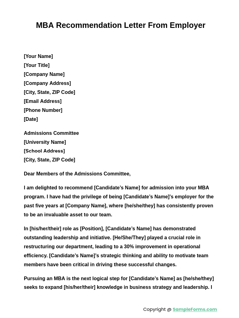 FREE 12+ MBA Recommendation Letter Samples, PDF, MS Word, Google Docs