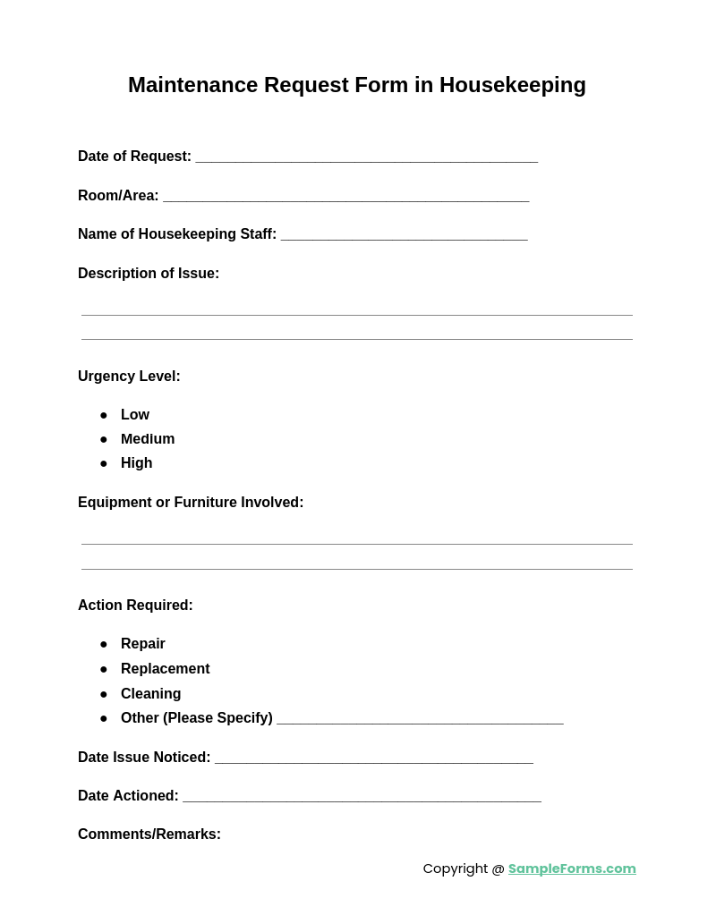 FREE 14+ Maintenance Request Form Samples, PDF, MS Word, Google Docs