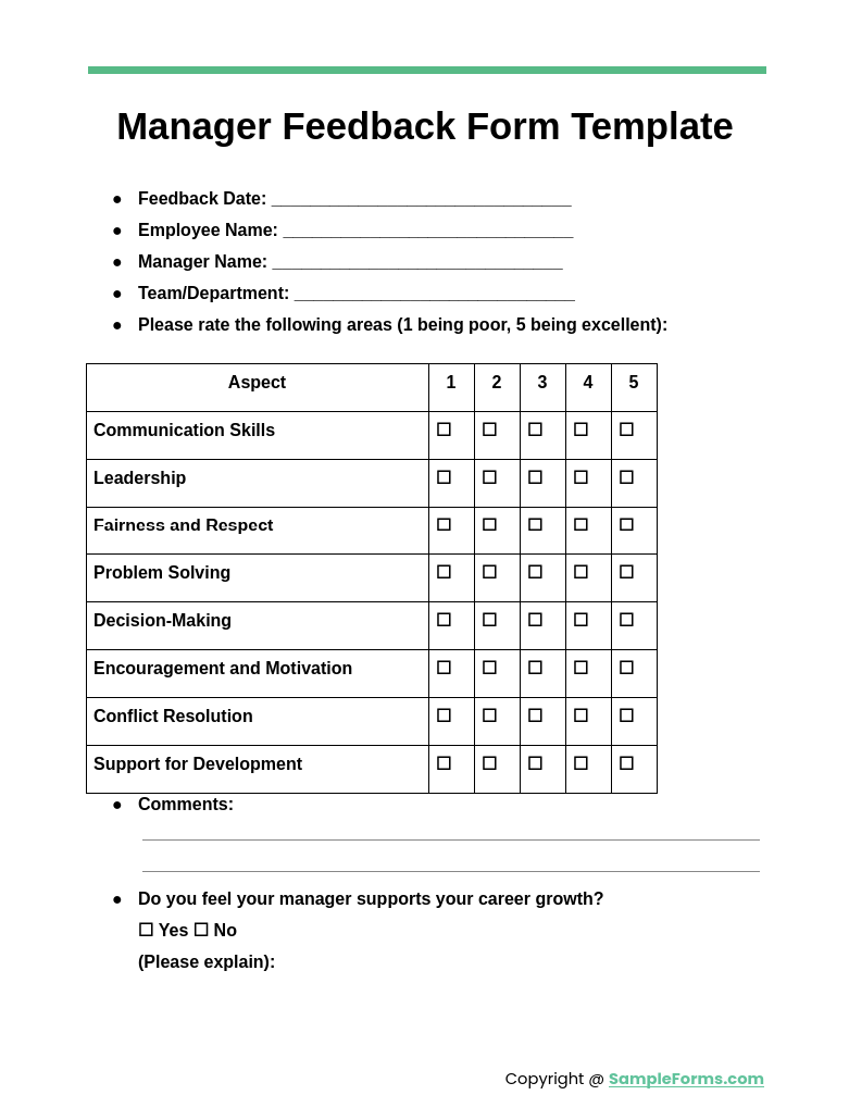 FREE 9+ Manager Feedback Form Samples, PDF, MS Word, Google Docs