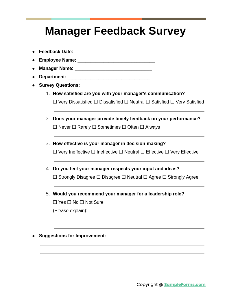 FREE 9+ Manager Feedback Form Samples, PDF, MS Word, Google Docs