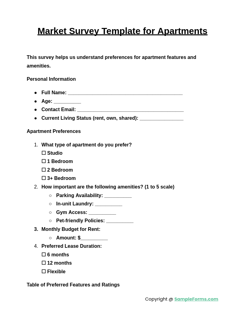 FREE 12+ Market Survey Form Samples, PDF, MS Word, Google Docs