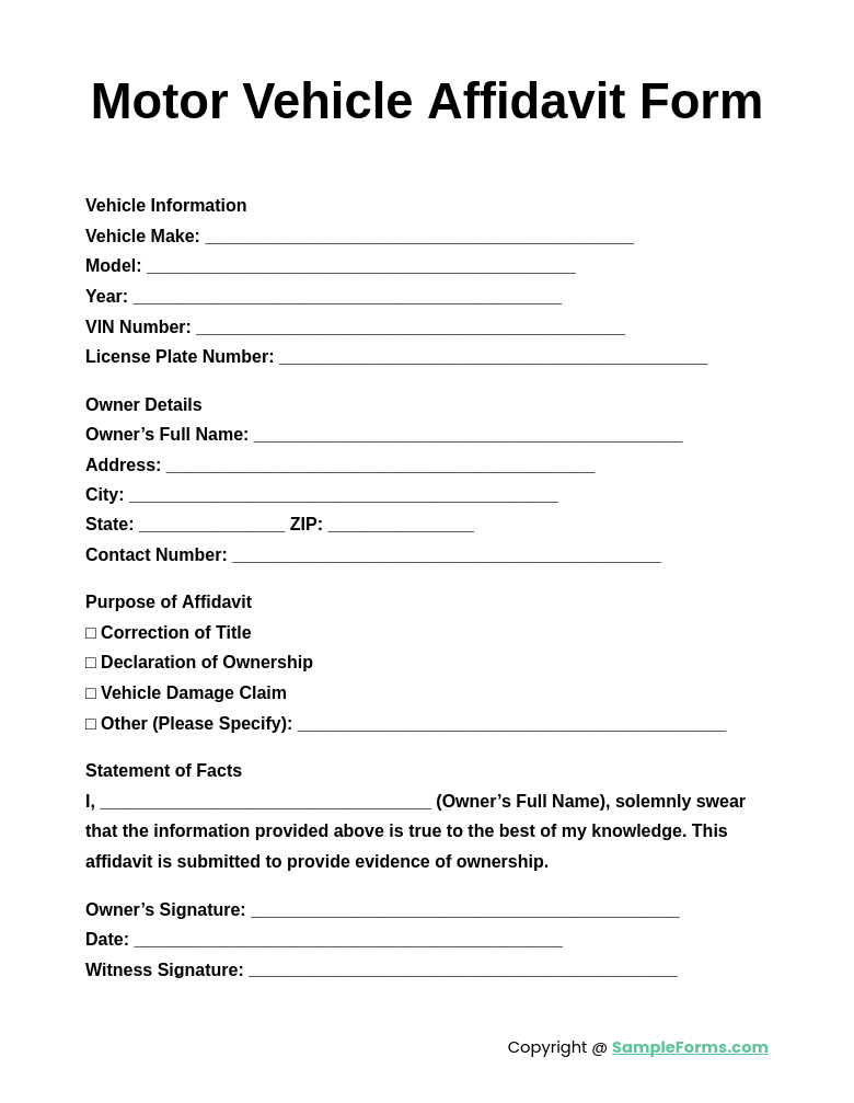 FREE 15+ Vehicle Affidavit Form Samples, PDF, MS Word, Google Docs