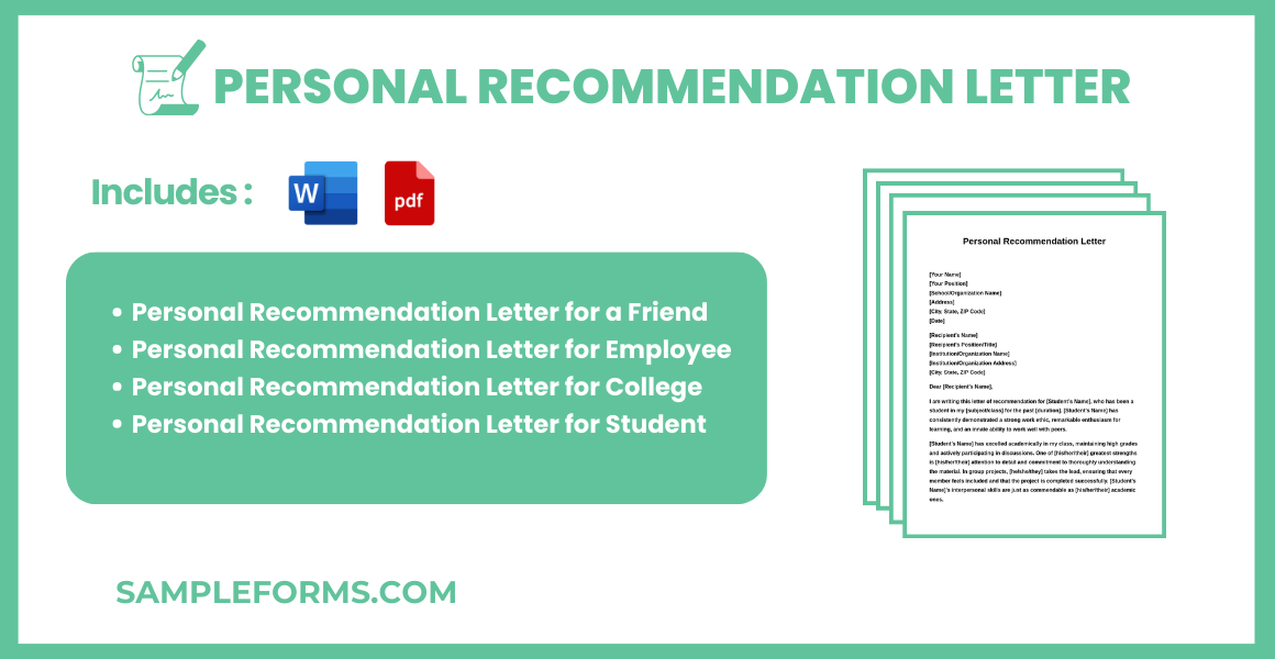FREE 10+ Personal Recommendation Letter Samples, PDF, MS Word, Google Docs