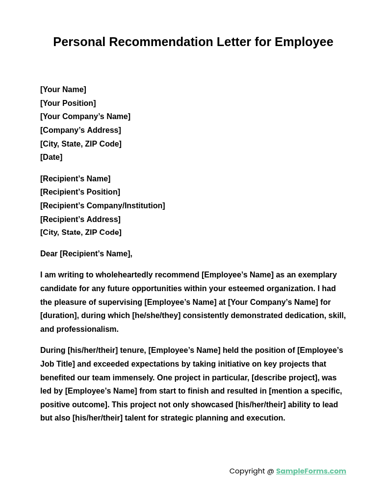FREE 10+ Personal Recommendation Letter Samples, PDF, MS Word, Google Docs