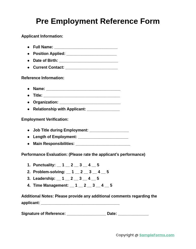 FREE 10+ Employment Reference Form Samples, PDF, MS Word, Google Docs