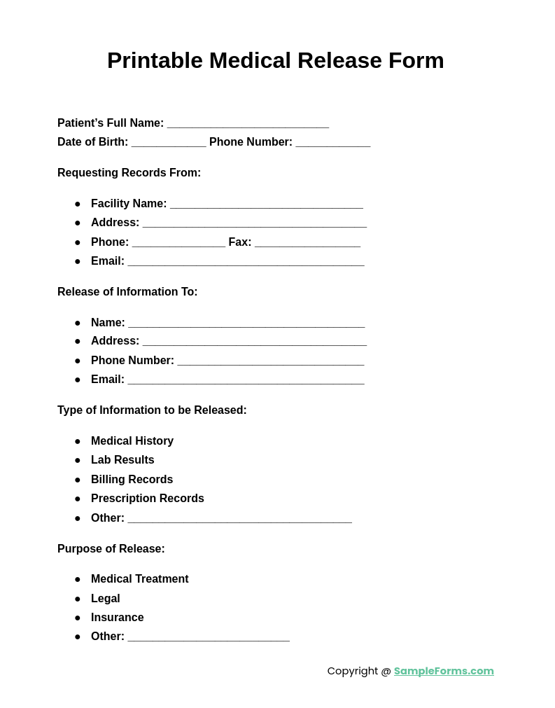 FREE 32+ Medical Release Form Samples, PDF, MS Word, Google Docs