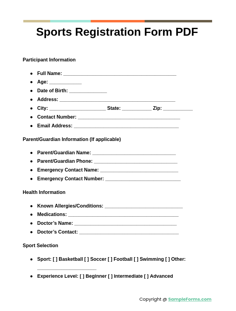 FREE 37+ Best Sports Registration Forms in PDF | MS Word | Excel