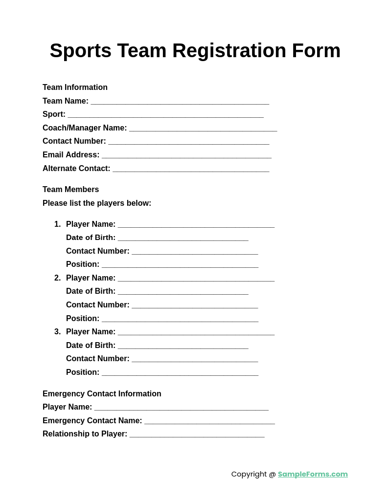 FREE 11+ Team Registration Form Samples, PDF, MS Word, Google Docs