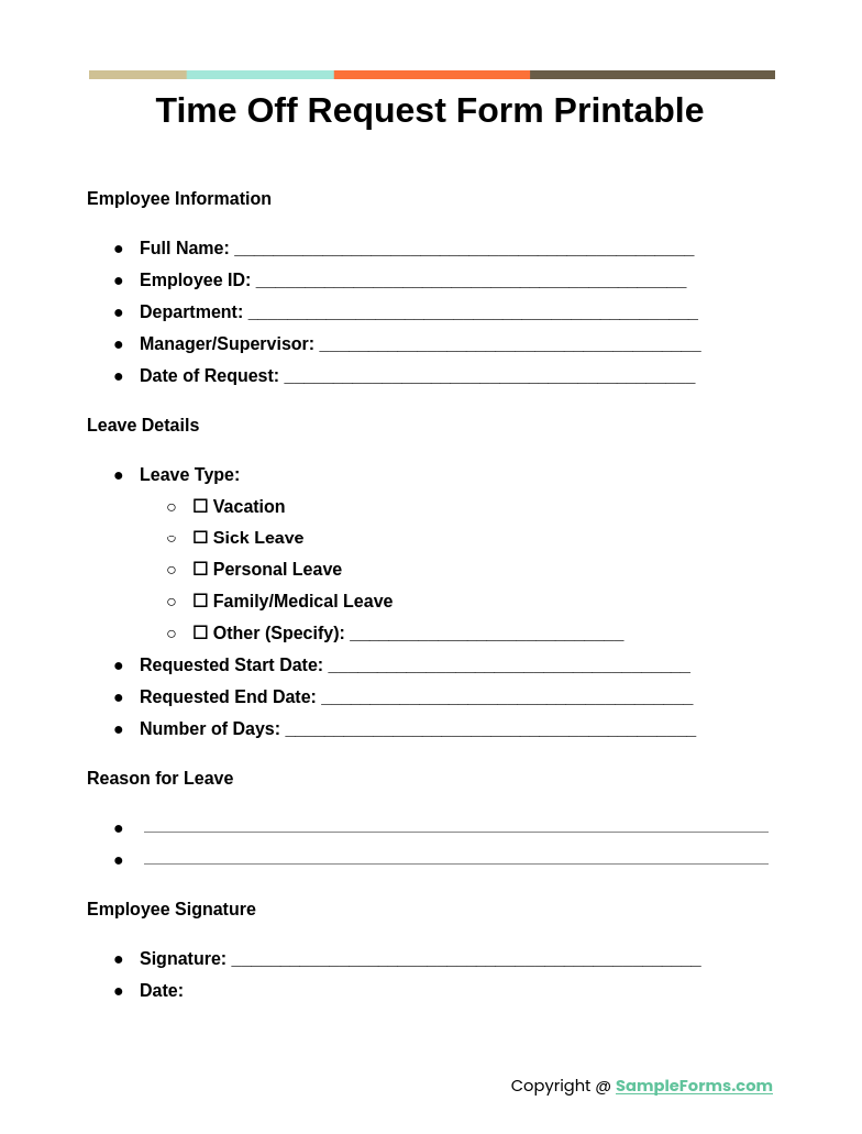 FREE 13+ Sample Time Off Request Forms in PDF | MS Word | Excel