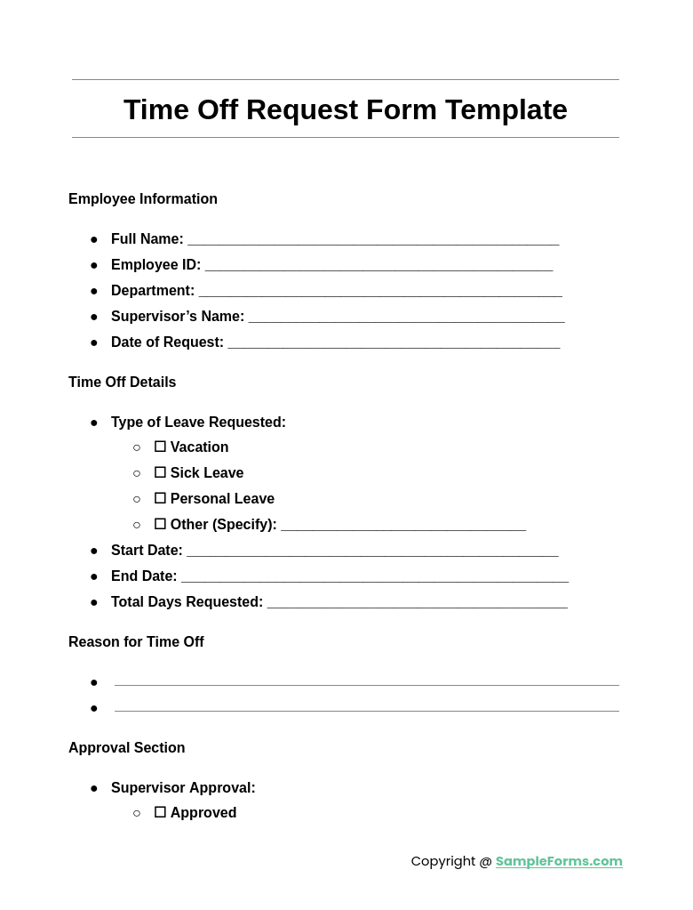 FREE 13+ Sample Time Off Request Forms in PDF | MS Word | Excel
