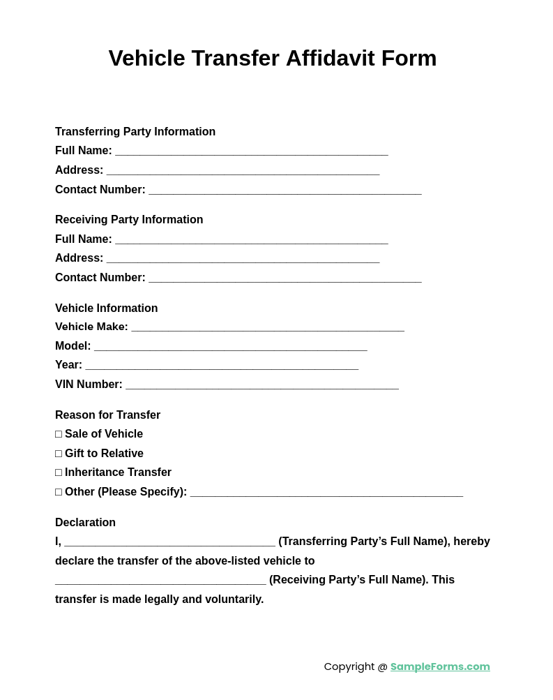 FREE 15+ Vehicle Affidavit Form Samples, PDF, MS Word, Google Docs