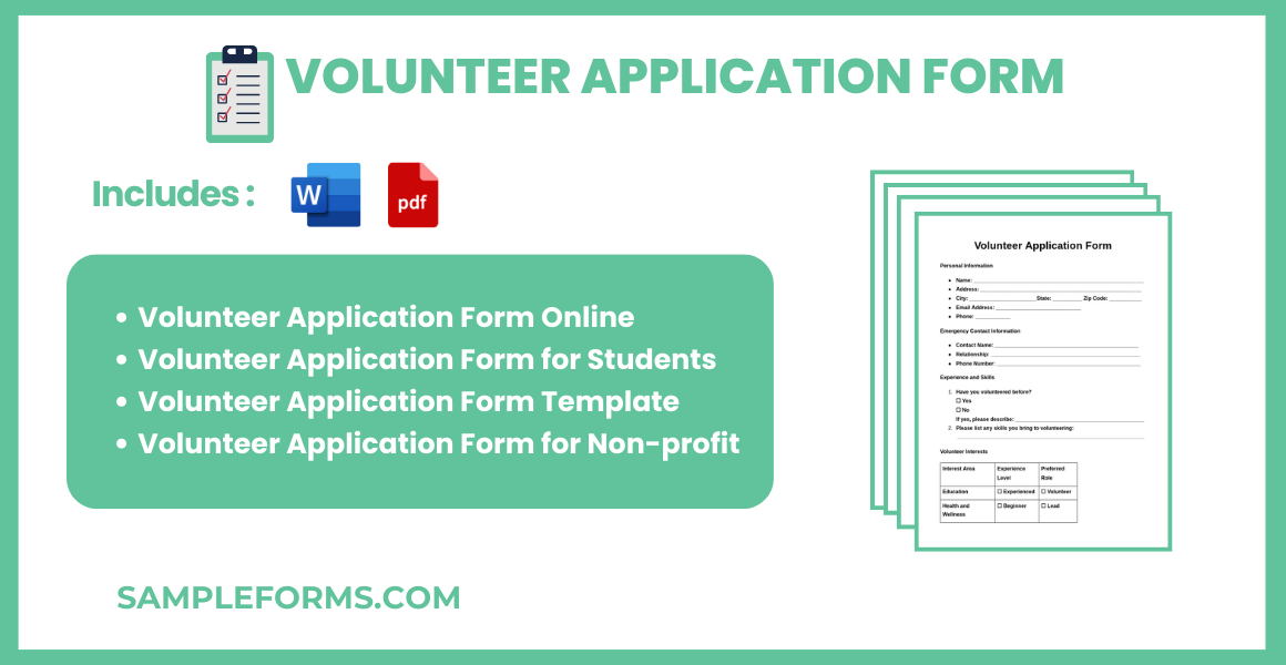 FREE 14+ Volunteer Application Form Samples, PDF, MS Word, Google Docs ...